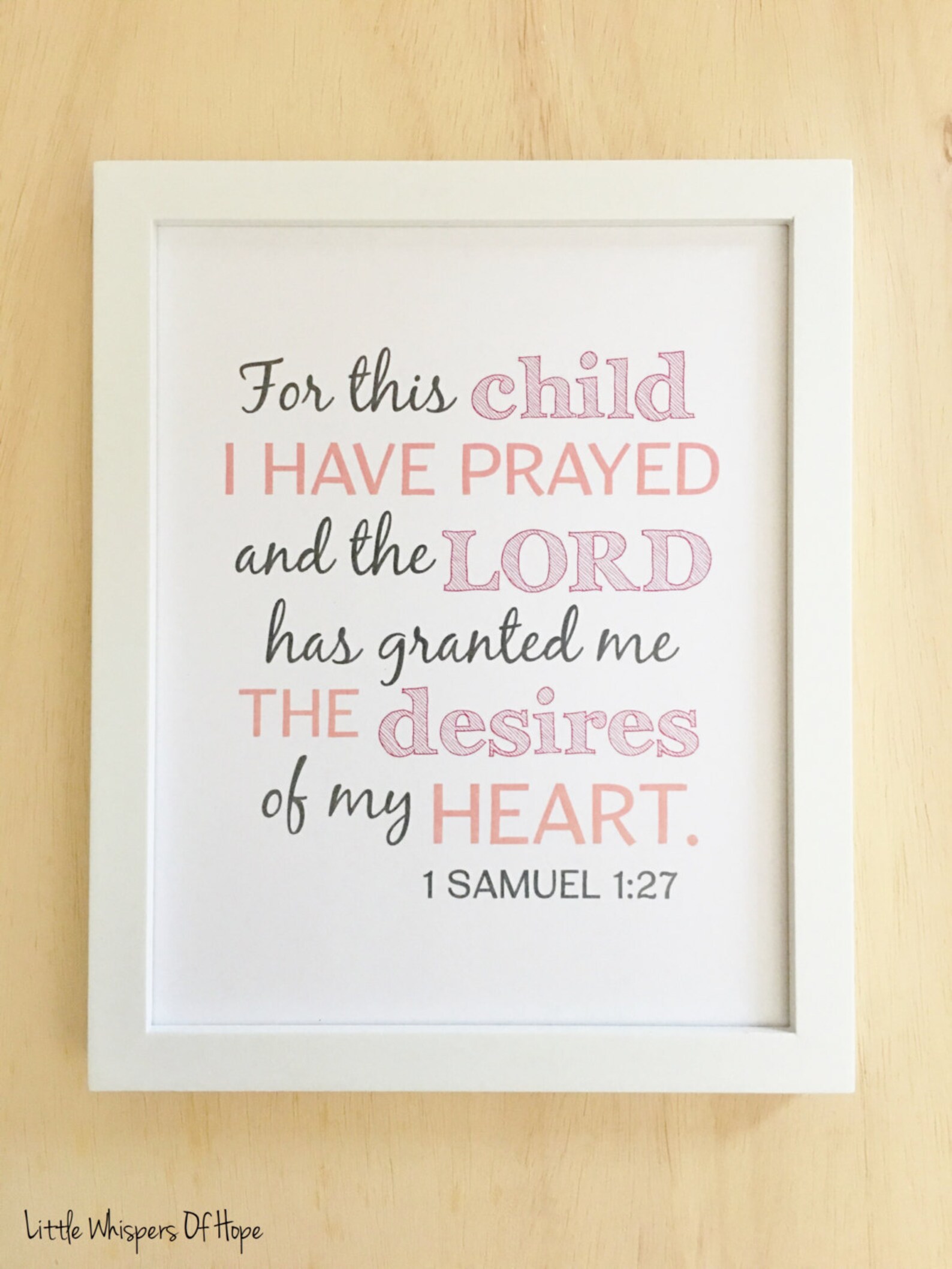 For This Child I Have Prayed, Christian Art Printable, Pink Nursery ...
