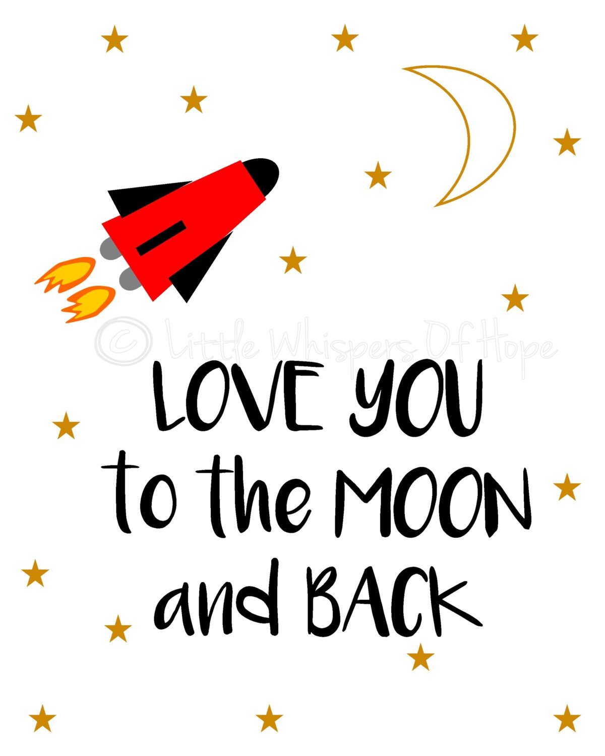 Nursery Art Printable Wall Decor. Love You to the Moon and Back. Space ...