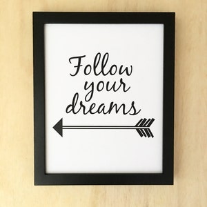 Printable Inspirational Wall Art. Follow Your Dreams. Printable Nursery ...