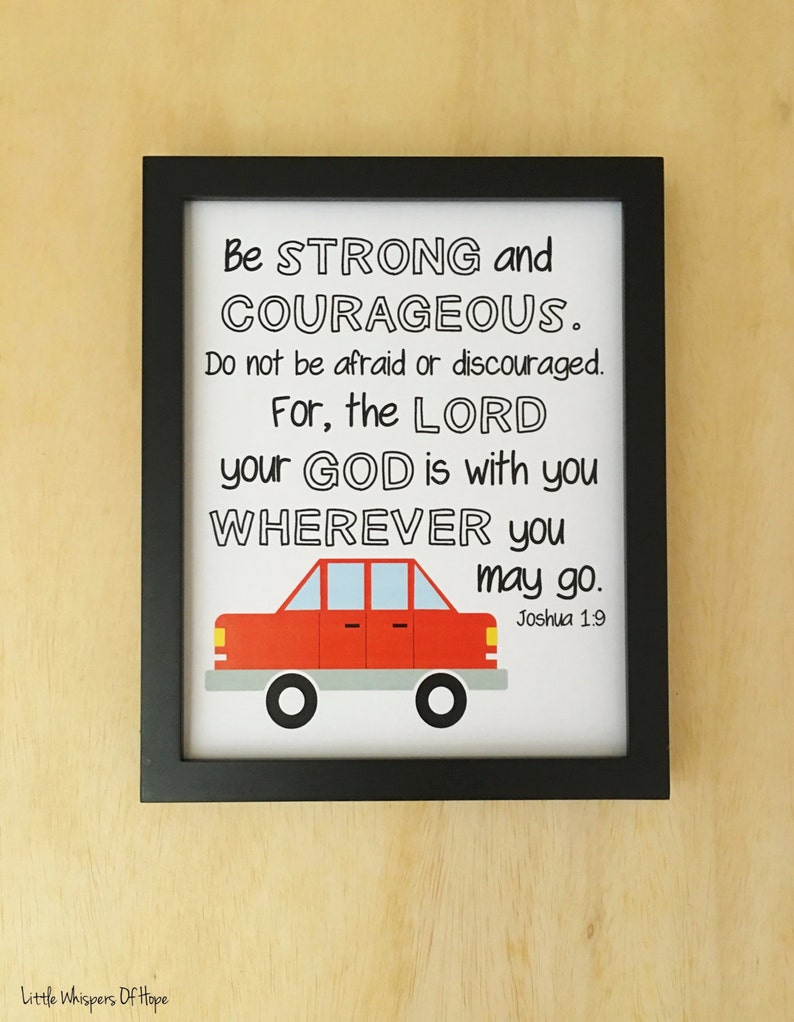 Bible Verse Wall Art. Joshua 1:9 Be Strong and Courageous. Christian ...