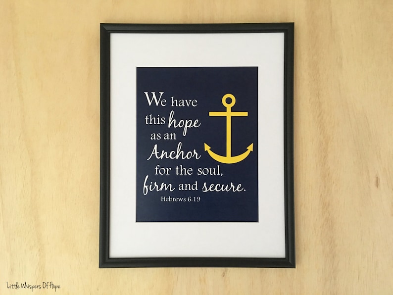 Nautical Nursery Wall Art. Nautical Bible Verse Printable. Hebrews 6:19 ...