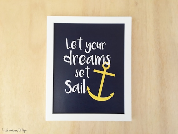 Let Your Dreams Set Sail. Nautical Nursery Wall Art. Nautical - Etsy
