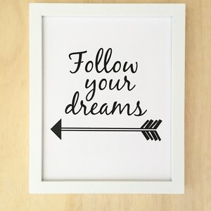 Printable Inspirational Wall Art. Follow Your Dreams. Printable Nursery ...