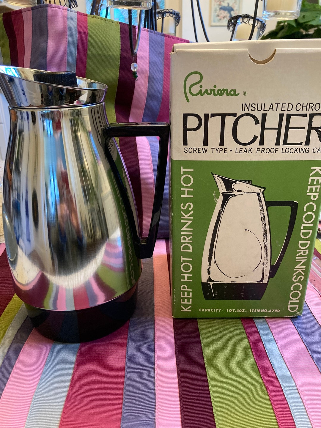 RIVIERA Insulated Chrome Pitcher, Coffee Carafe, Vintage Kitchenware ...