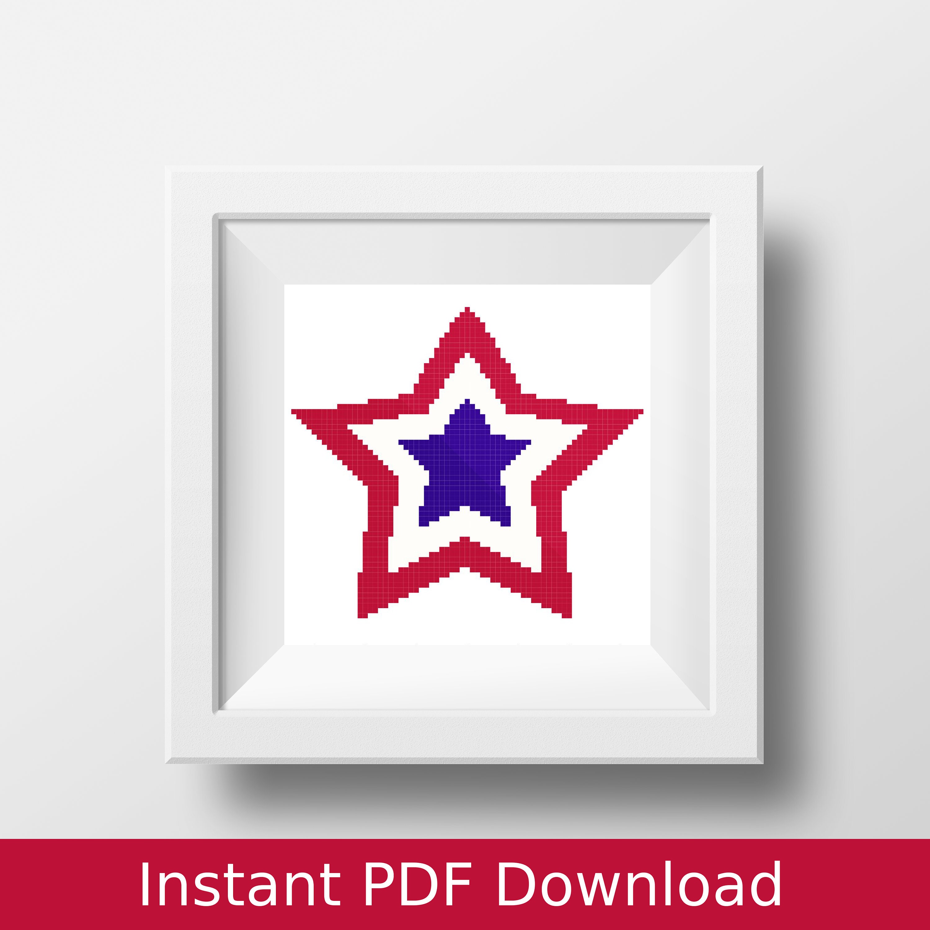 Patriotic Star Cross Stitch Pattern Download - Etsy