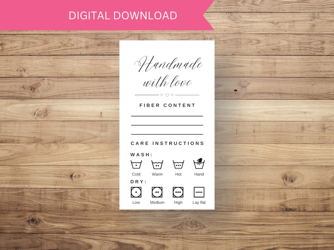DIGITAL DOWNLOAD Handmade With Love Printable Care Cards With Care ...