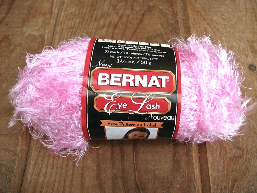 Bernat Eye Lash Yarn Pink kiss Color Nylon Bulky Specialty Scarf Yarn ...