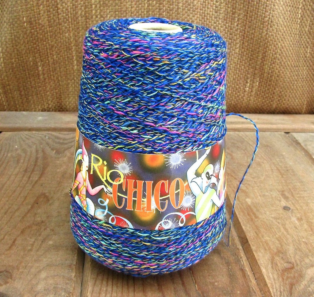 Rio Chico Royal Blue Multicolor Yarn Cone: Knitting Crochet Thread ...