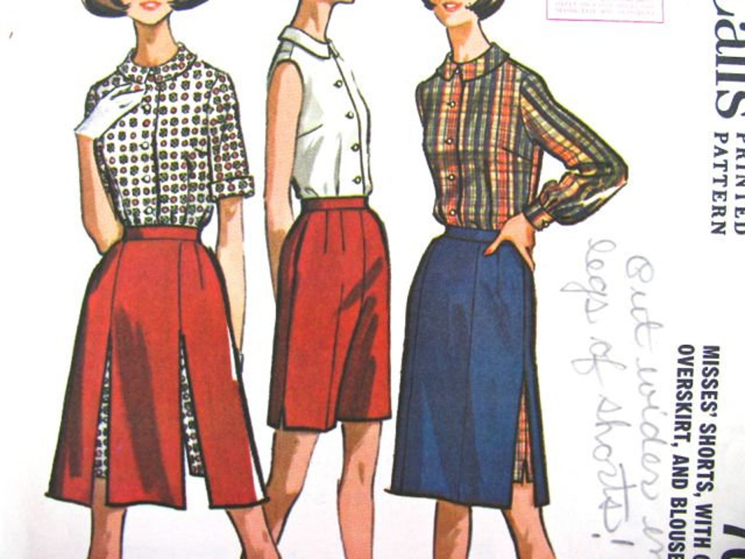 60's Shorts & Overskirt Sewing Pattern 1963 Mccalls 7073 Size 14 Uncut ...