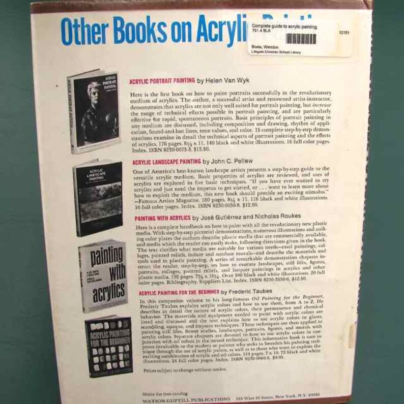 Complete Guide to Acrylic Painting by Wendon Blake 1972 HBDJ - Etsy