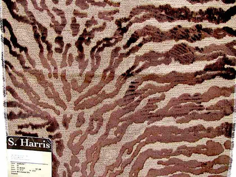 Brown Tiger Stripe Textured Velvet Fabric Sample S. Harris Sambura ...