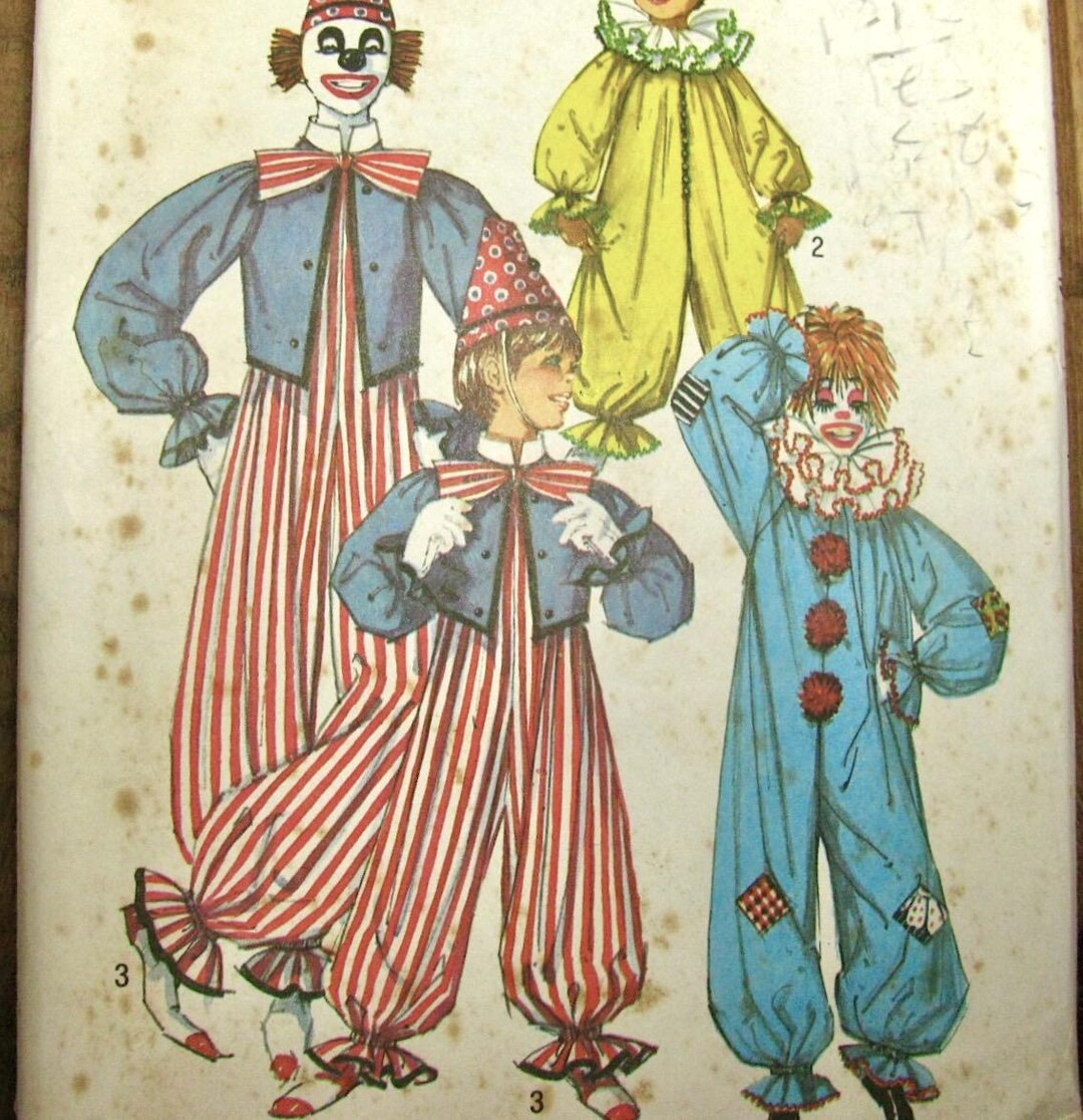 Vintage Clown Costume Sewing Pattern Simplicity 7162 Adult Size Medium ...