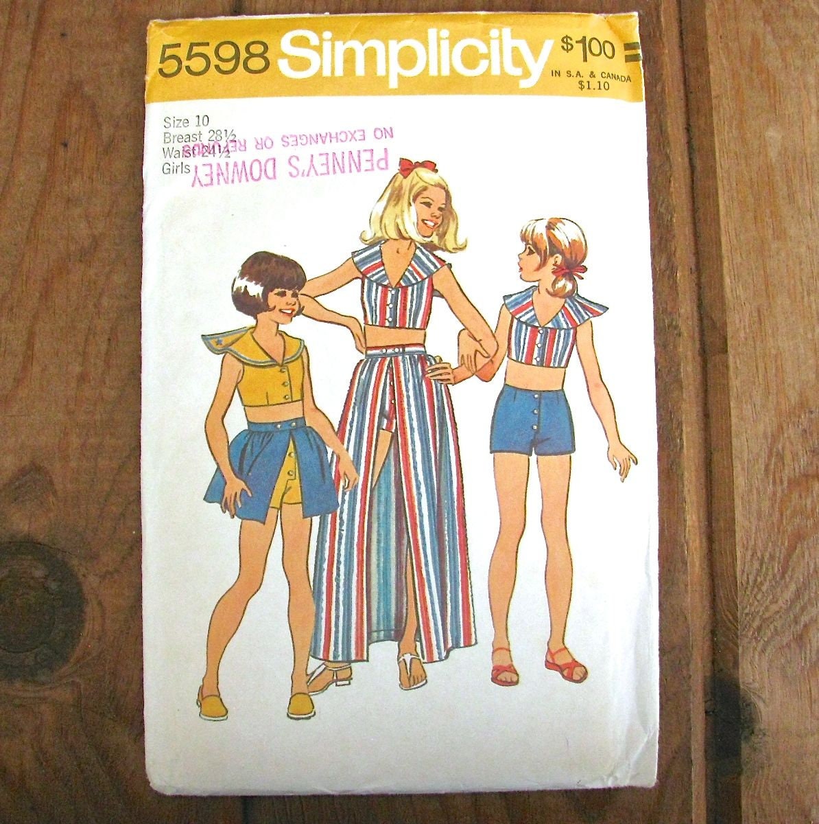 Vintage Girls Play Suit Sewing Pattern Shorts Overskirt 70s Simplicity ...