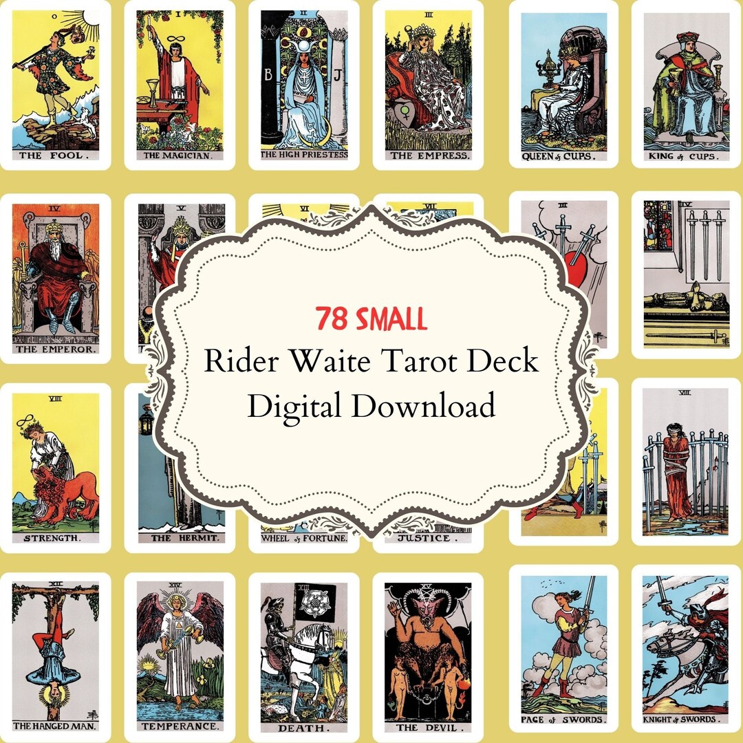 Digital Download Tarot Deck, Tiny Tarot Cards, Rider Waite Tarot Deck, Small Tarot Deck - Etsy