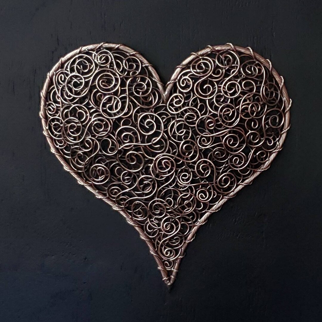 Metal Wall Art Copper Wire Coil Heart #1584 "crazy in Love" Steampunk ...