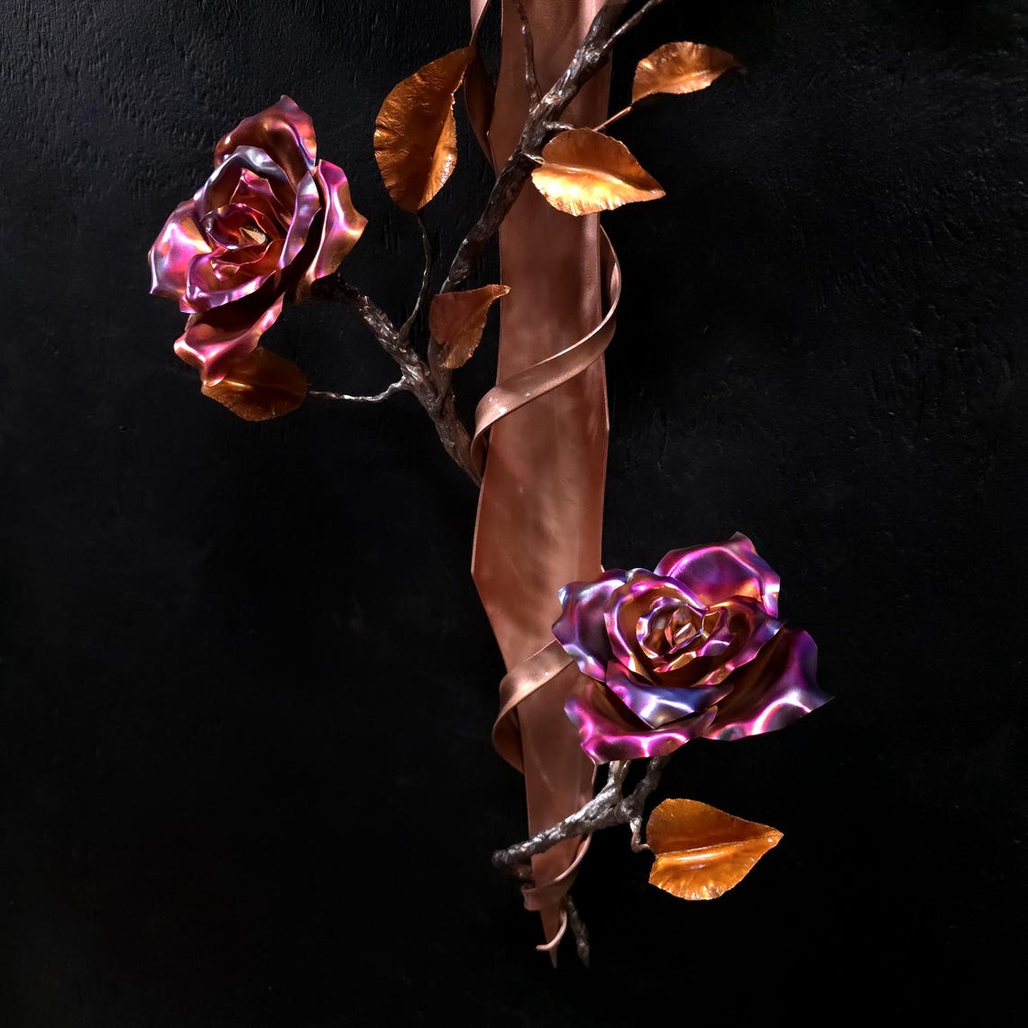 Copper Cross With Roses Metal Wall Art #2093 Religious Industrial Décor ...