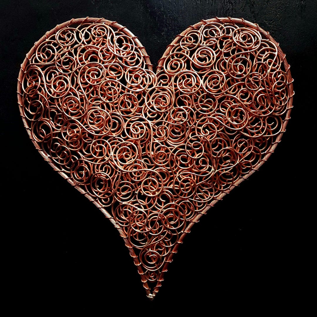 Copper Wire Coil Heart Metal Wall Art #1584 "crazy in Love" Steampunk ...
