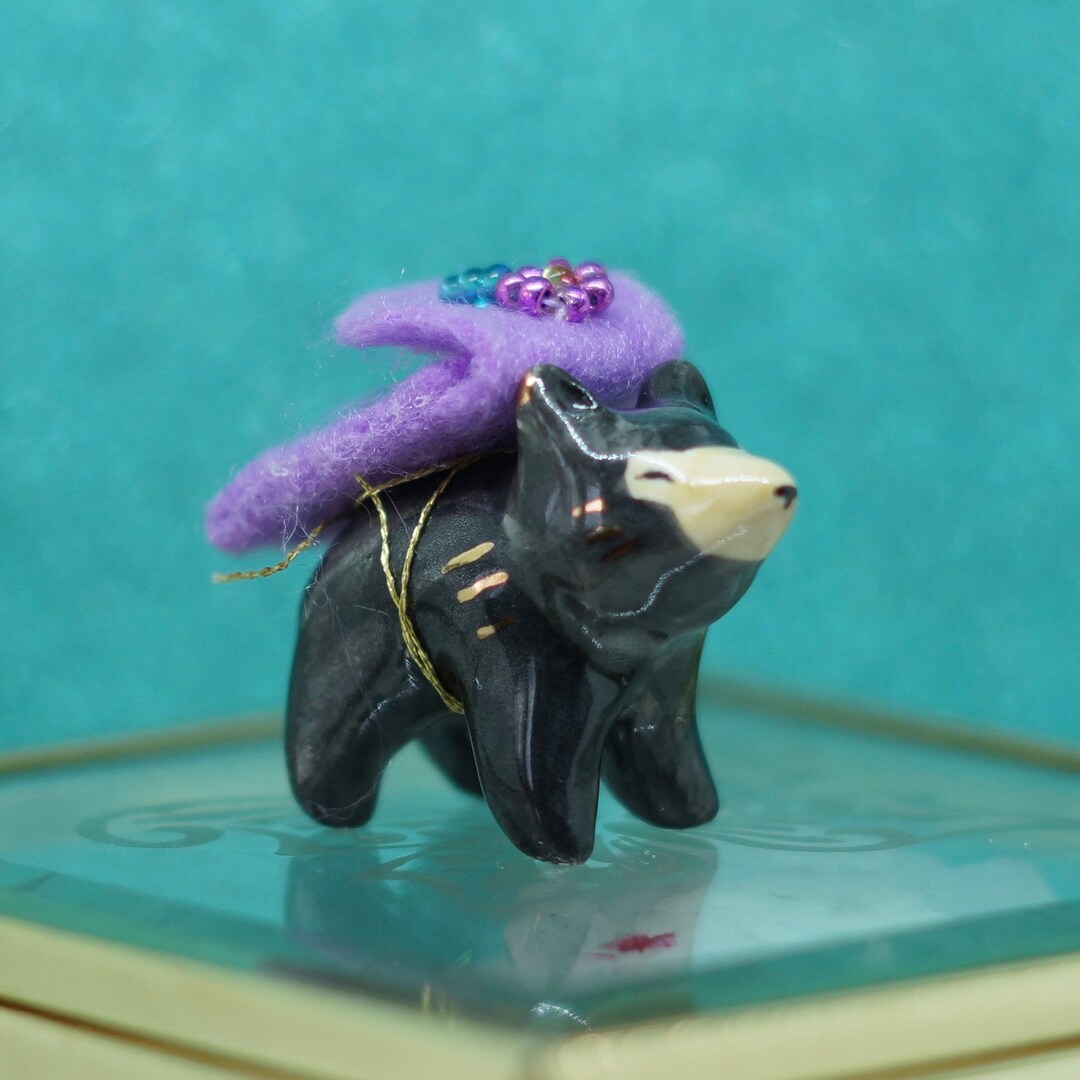 Ceramic Good Fortune Bear Figurine, Bear Totem, Ceramic Animal ...