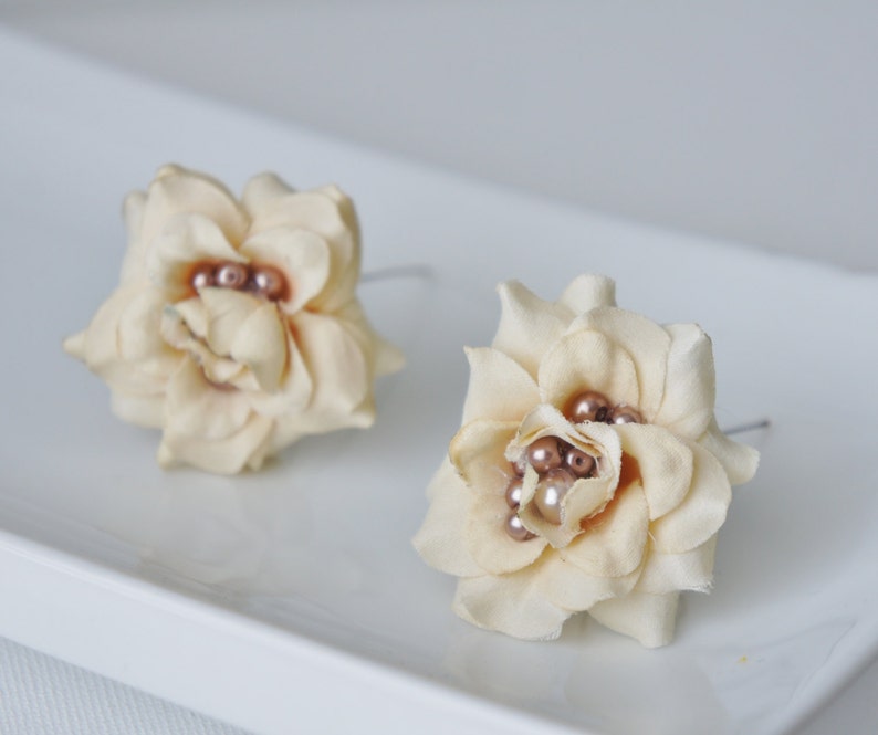Rose Flower Clips Champagne Rose Clips Bridal Hair Clips - Etsy