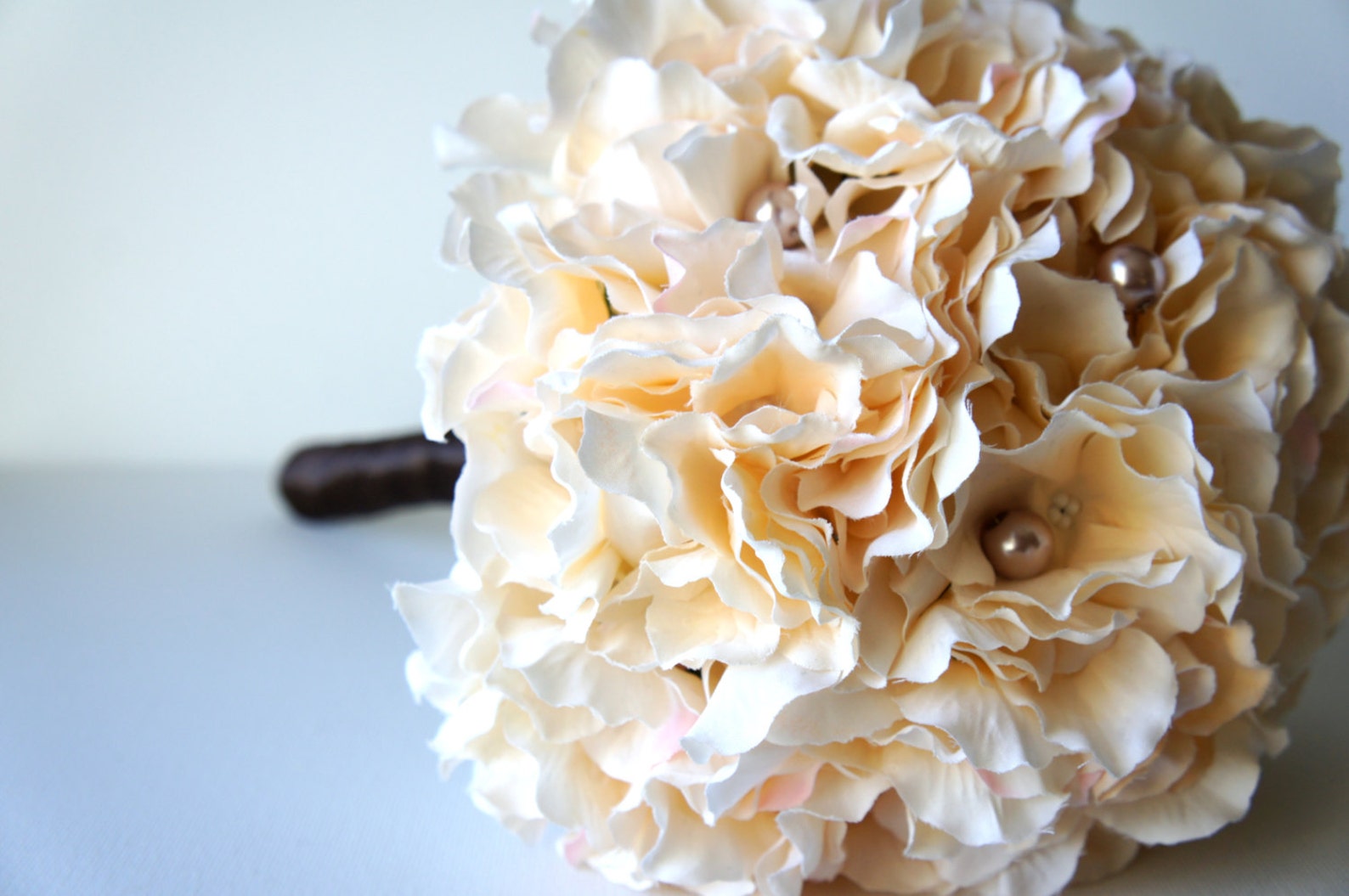 Champagne Hydrangea Bouquet, Silk Wedding Flowers, Bridesmaid Bouquet ...