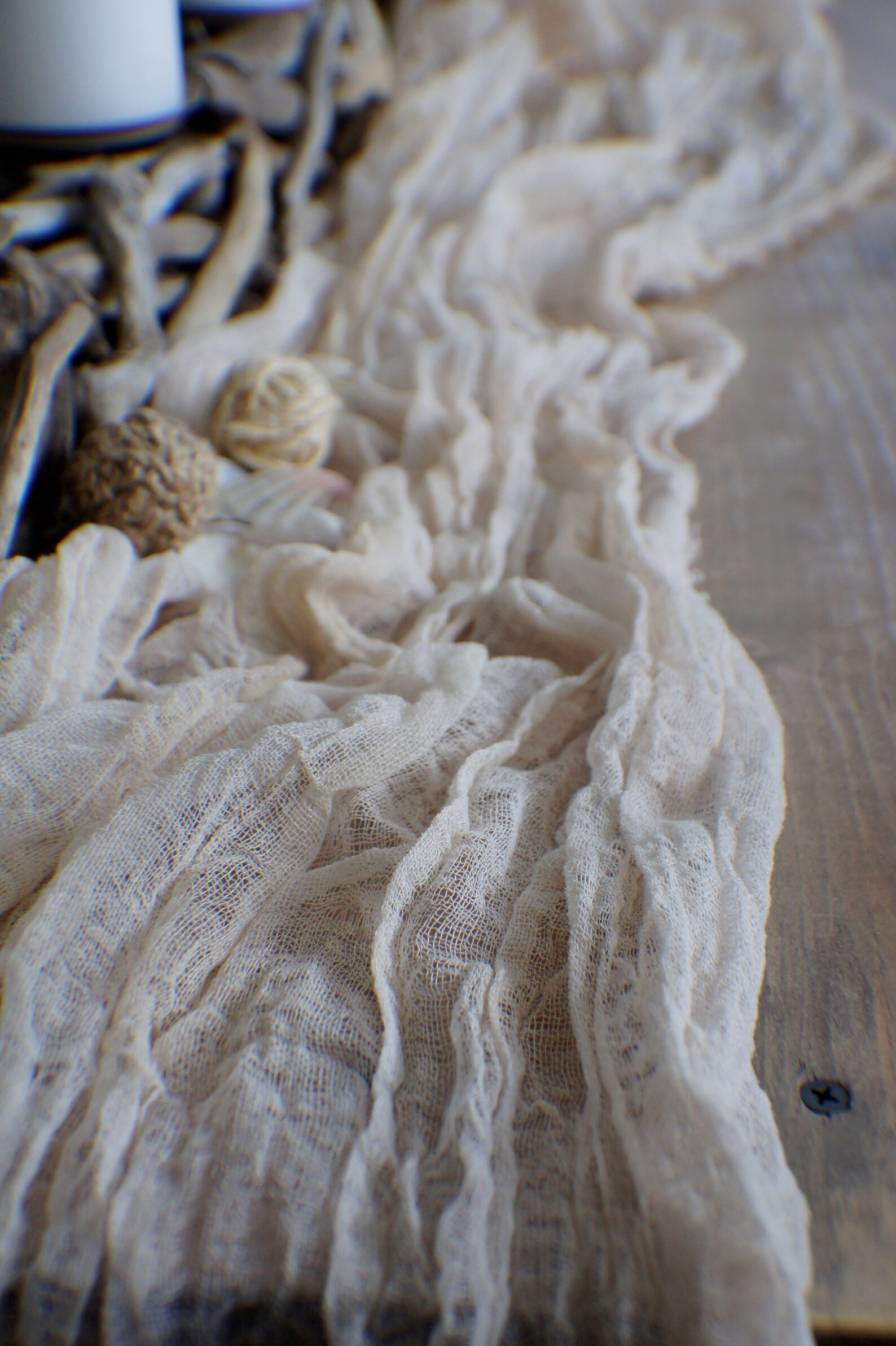 Boho Wedding Gauze Table Runner, Champagne Wedding Cheesecloth, Table ...