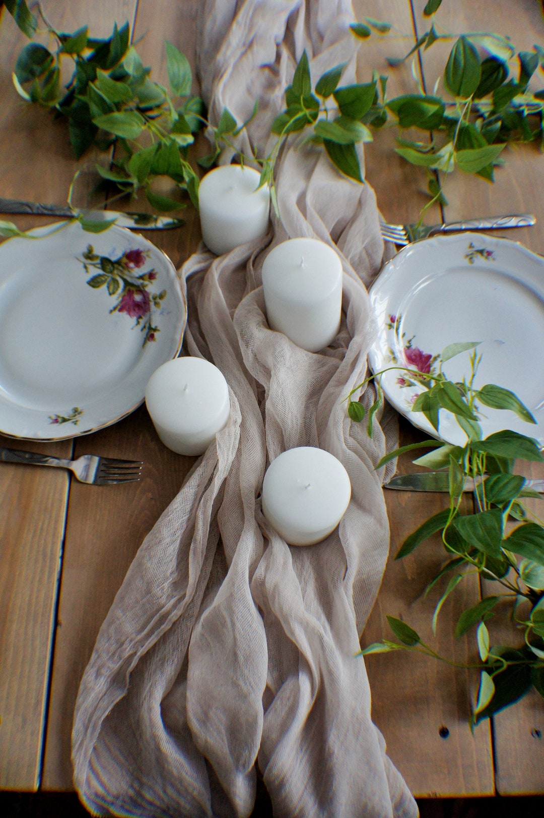 Boho Wedding Gauze Table Runner, Champagne Wedding Cheesecloth, Table ...