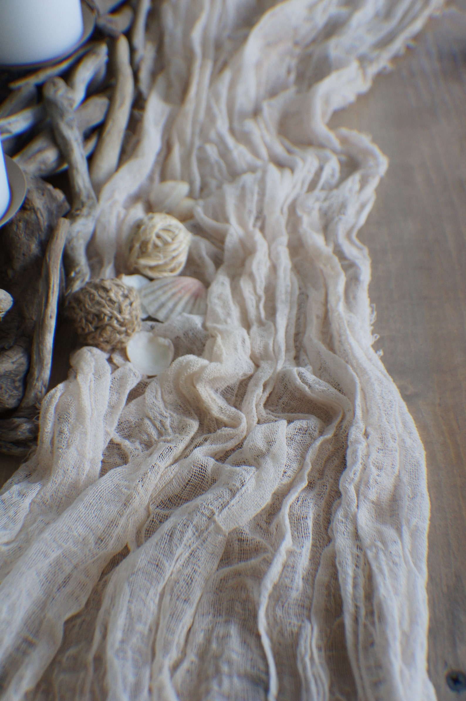 Boho Wedding Gauze Table Runner, Champagne Wedding Cheesecloth, Table ...