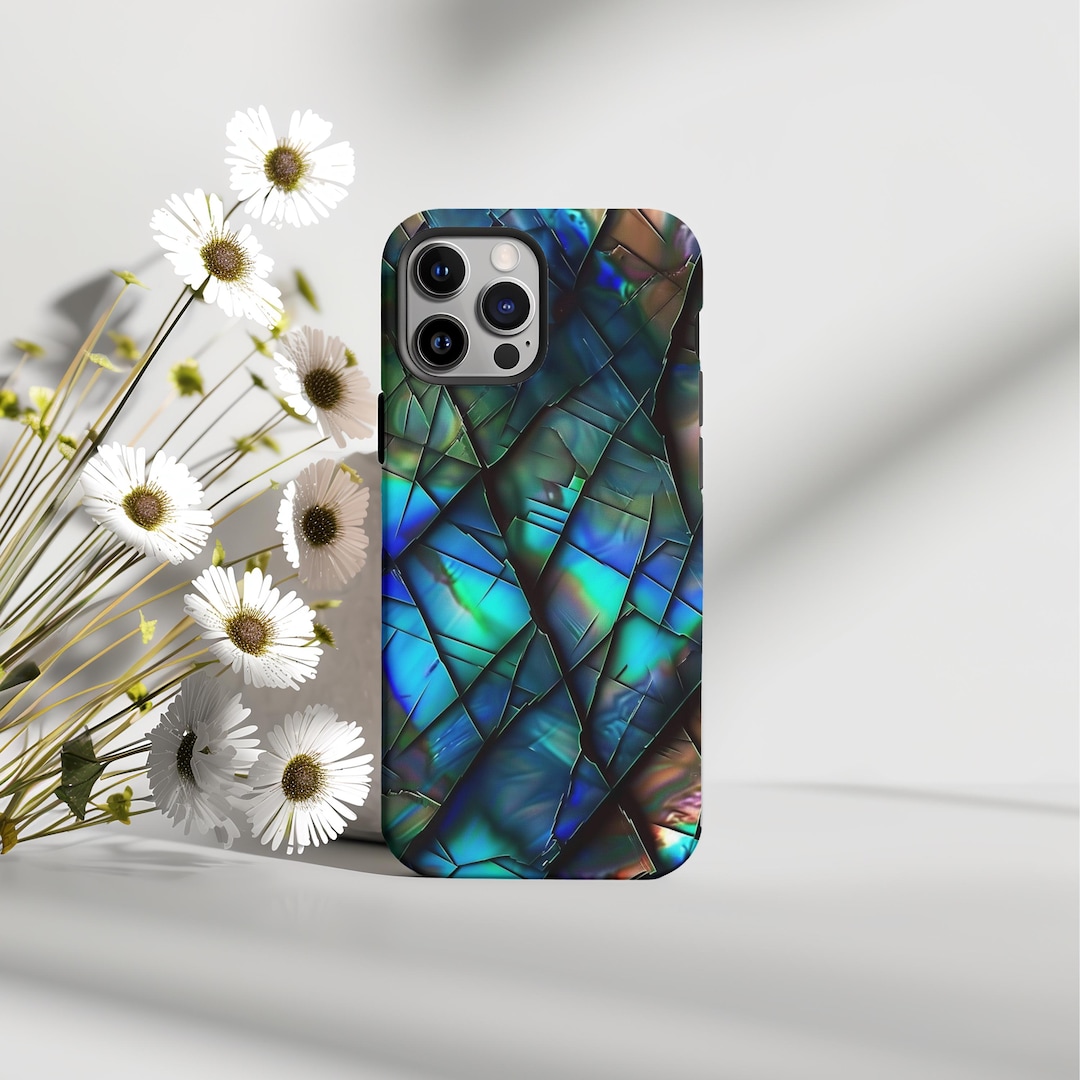 Gemstone Inspired Blue Labradorite Tough Phone Case, iPhone 16 15 14 ...