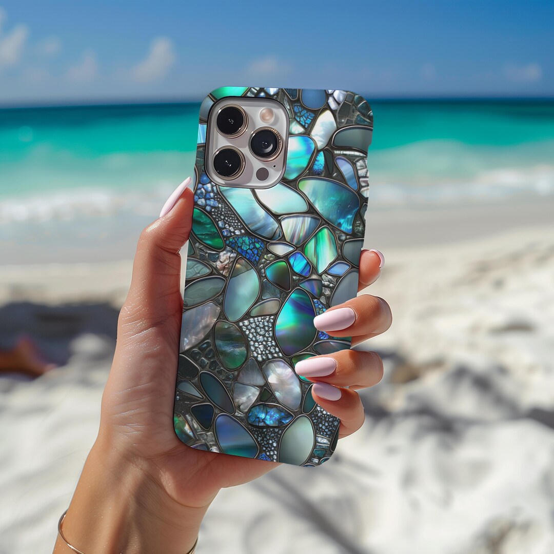 Midnight Tidal Shell Faux Stained Glass Aesthetic Tough Phone Case for ...