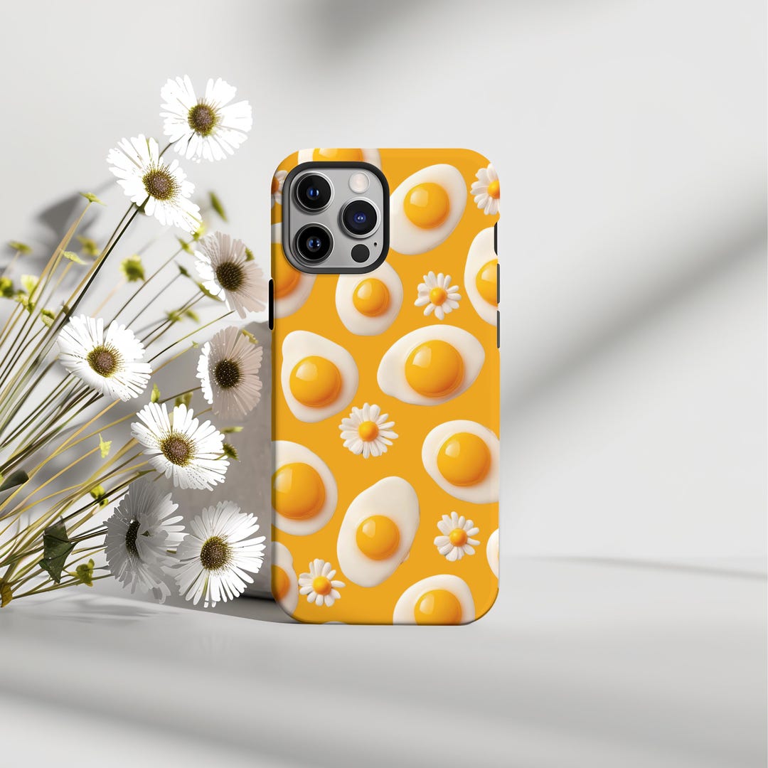 Sunny Side up Eggs Whimsical Tough Phone Case, iPhone 16 15 14 13 12 ...