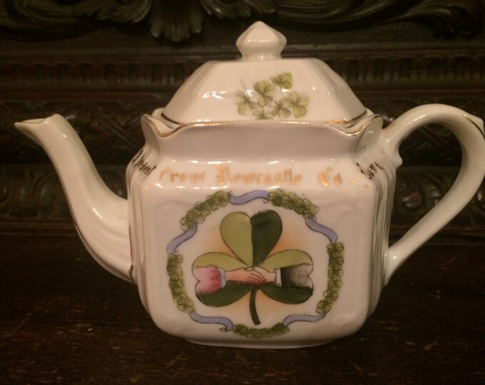 Irish Tea Pot Circa 1920 "a Present From Newcastle Co." Handshake and ...
