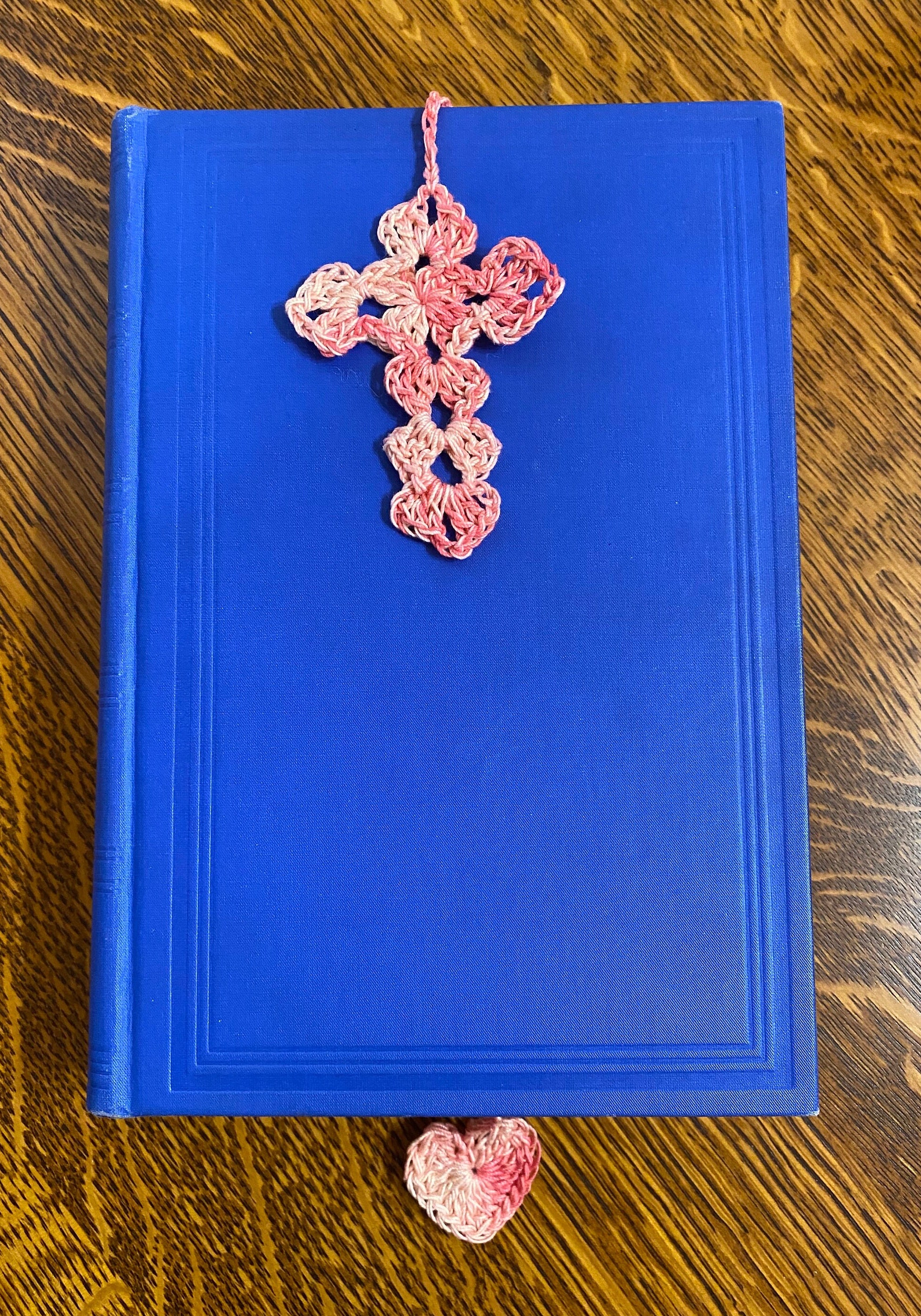 Crochet Cross Bookmark With Heart - Handmade Cotton Religious Gift - Etsy