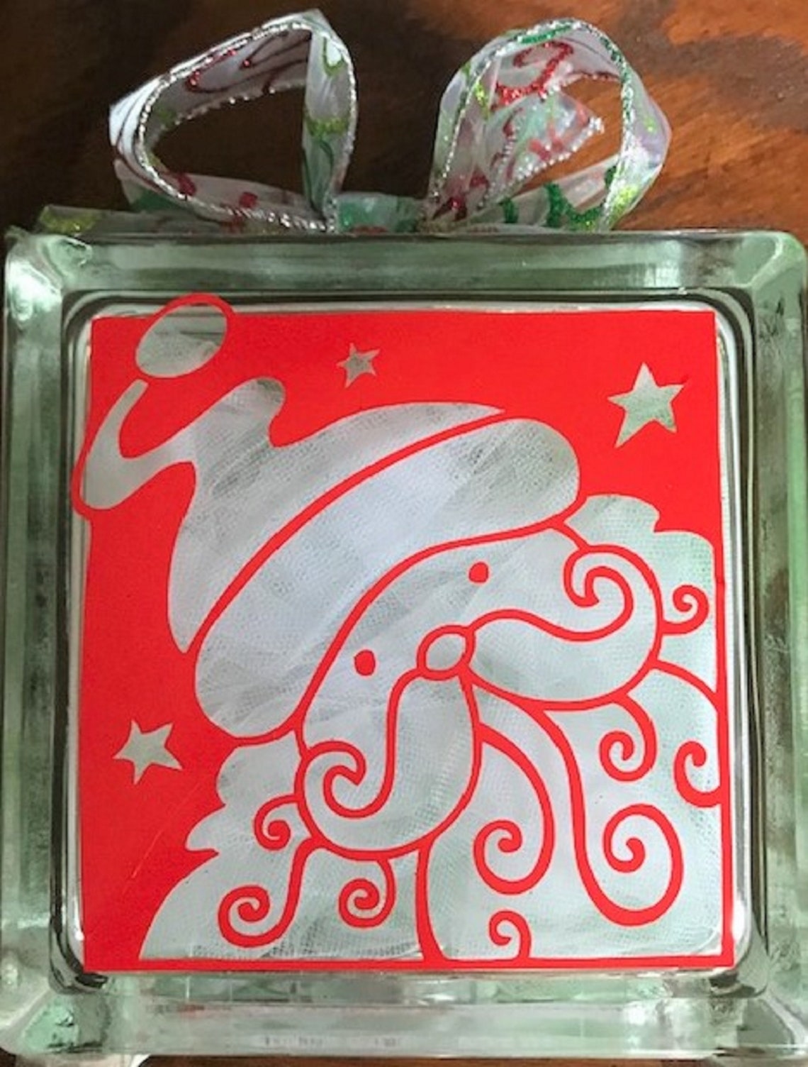 2 SIDED Lighted Glass Block - Grinch / Santa Claus - Etsy