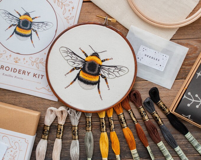 Bee: Hand Embroidery Kit. Thread Painting Tutorial. Beginners ...
