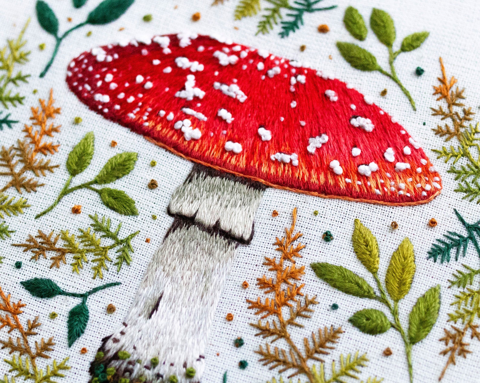Mushroom: Hand Embroidery Pattern Needlepainting Tutorial - Etsy