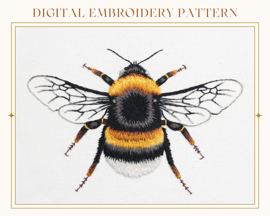 Bee: Hand Embroidery Pattern. Thread Painting Tutorial. PDF Digital ...