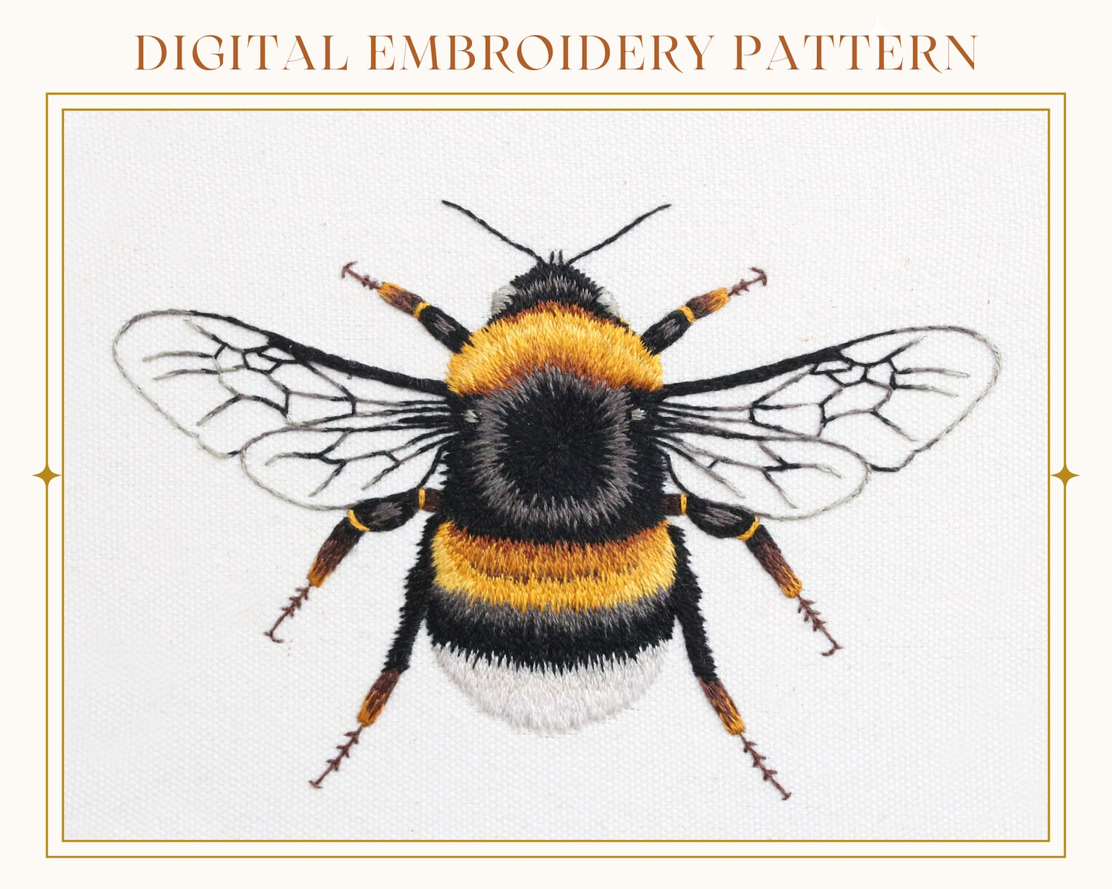 Bee: Hand Embroidery Pattern. Thread Painting Tutorial. PDF - Etsy