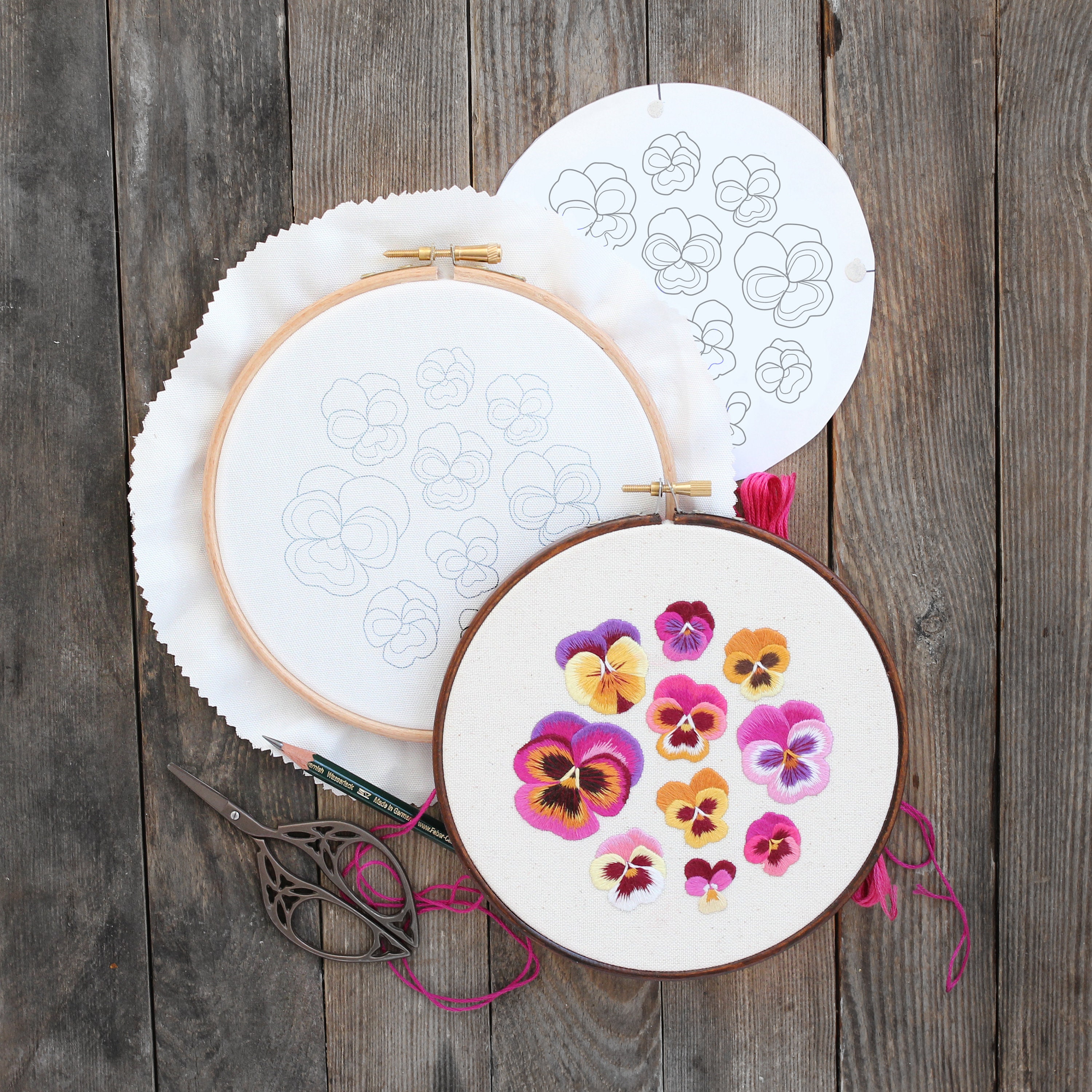 Pansies: Hand Embroidery Pattern Thread Painting Tutorial - Etsy UK