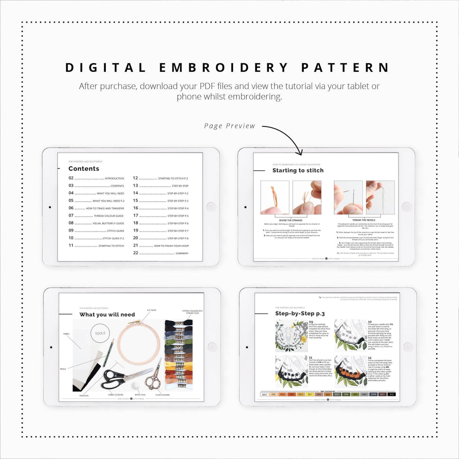 Butterfly: Hand Embroidery Pattern, Thread Painting Tutorial, Instant ...