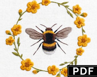 Bee: Hand Embroidery Pattern. Thread Painting Tutorial. PDF | Etsy Canada
