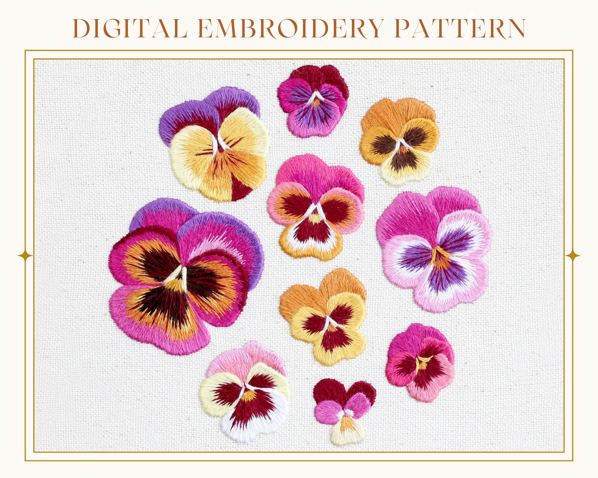 Pansies: Hand Embroidery Pattern Thread Painting Tutorial - Etsy