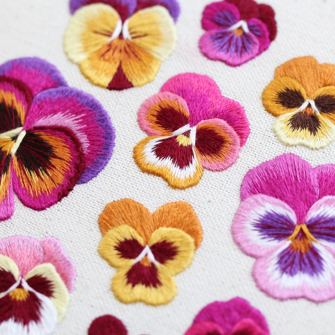 Pansies: Hand Embroidery Pattern Thread Painting Tutorial - Etsy UK