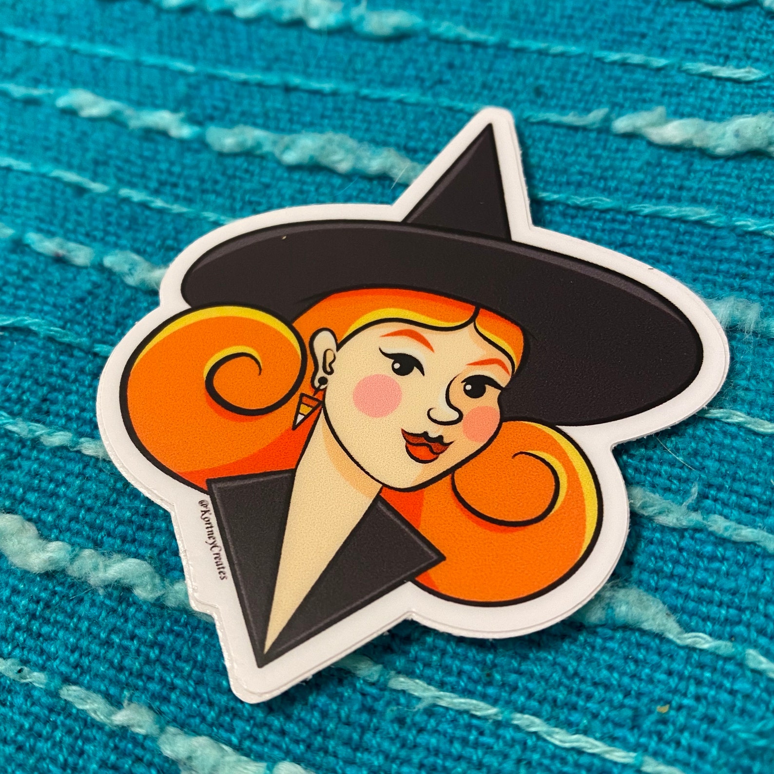 Retro Redhead Witch Halloween Vinyl Sticker Waterproof - Etsy
