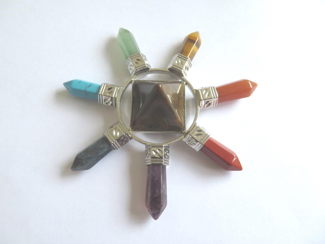 Chakra Obelisk Pyramid: Tiger's Eye Center, Reiki Point Energy - Etsy