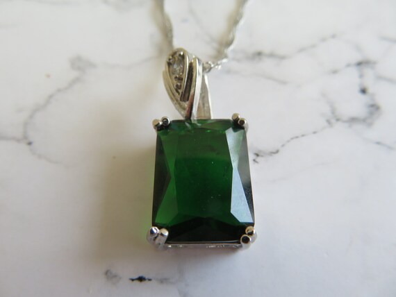 Pendant Emerald-green Rectangular Crystal Pendant-surrounded - Etsy