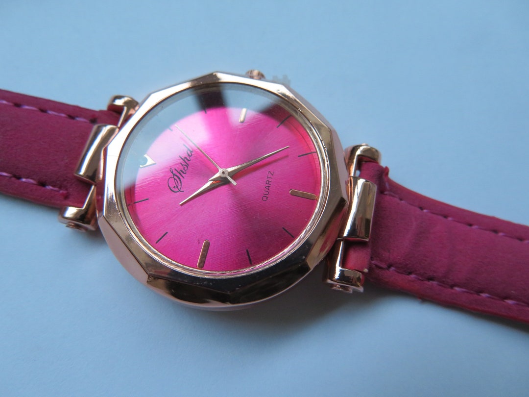 PRICE Slashed-analogue Watch for Women With Pink Quirky Face-boho and ...