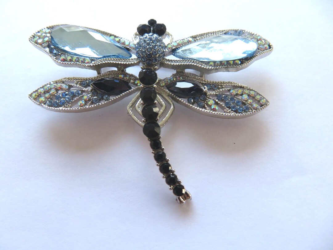 Dragonfly Brooch-black Obsidian Gemstones - Etsy