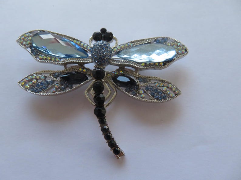 Dragonfly Brooch-black Obsidian Gemstones - Etsy