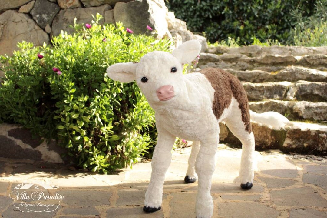 Calf Realistic Animal Doll Artist Poseable Dolls Stuffed - Etsy