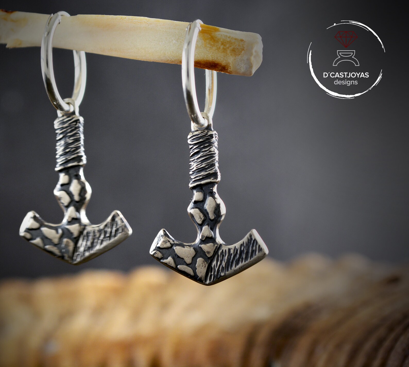 Silver Viking Earring for Men Mjolnir Earring Hammer Thor - Etsy New ...